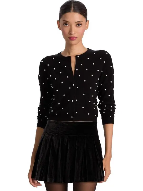 Alice + Olivia Dollie Embellished Cashmere Cardigan - Black