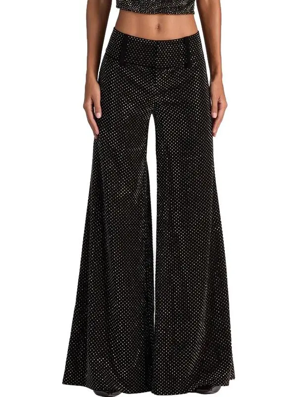 Alice + Olivia Olivia Embellished Wide Leg Pant - Black