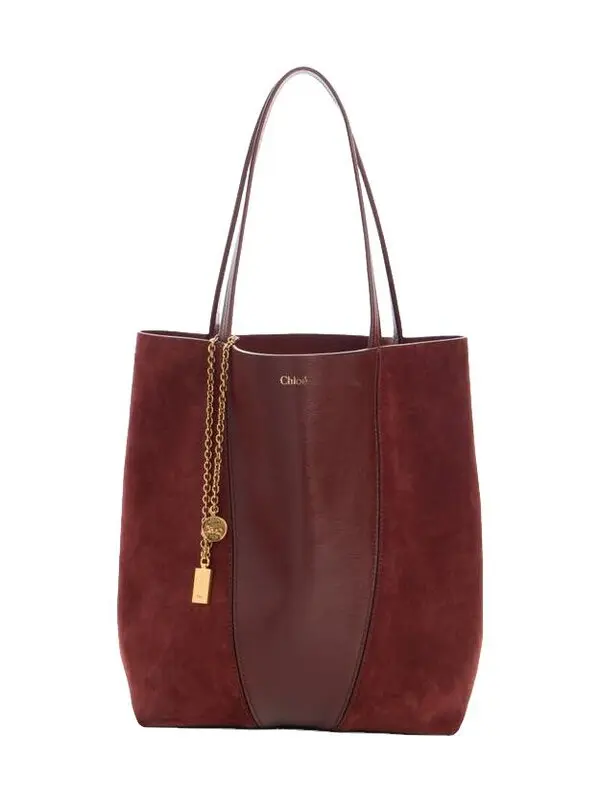Chloé Medium Spin Leather & Suede Tote - Crafty Brown