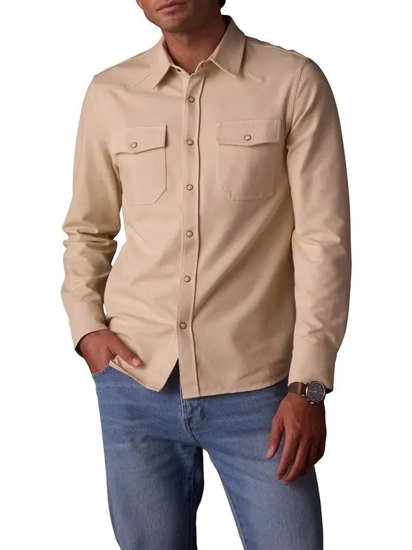 THE NORMAL BRAND Tentoma Cotton Stretch Twill Snap-up Western Shirt - Bone