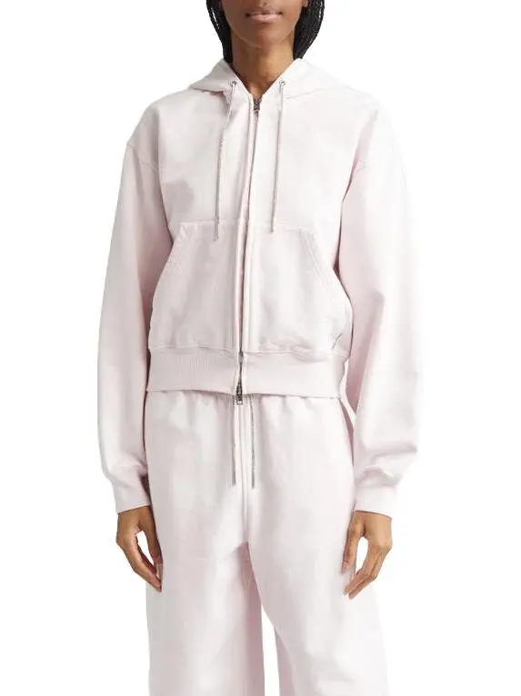 Alexander Wang Rhinestone Drawstring Zip Hoodie - Light Pink