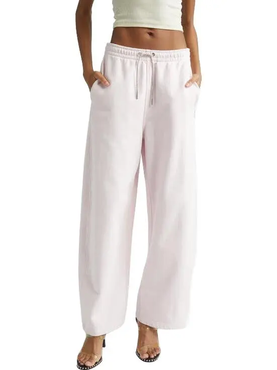 Alexander Wang Wide Leg Sweatpants With Rhinestone Drawstring - Light Pink