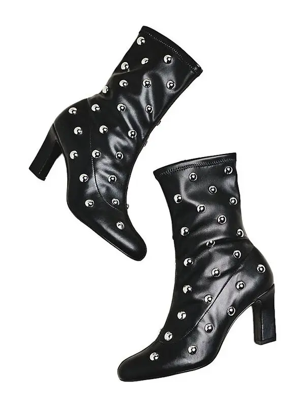 Maeve Studded Stretch Ankle Boots - Black