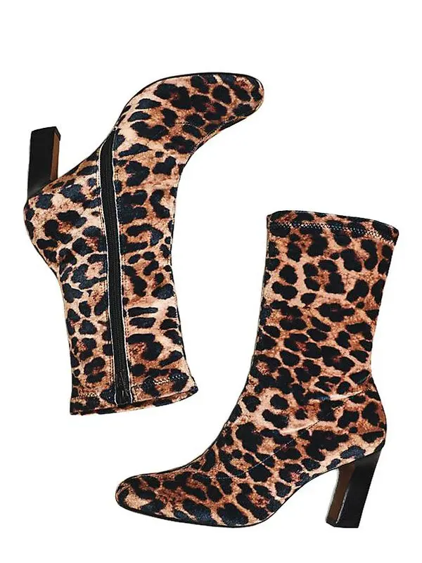 Maeve Studded Stretch Ankle Boots - Cheetah