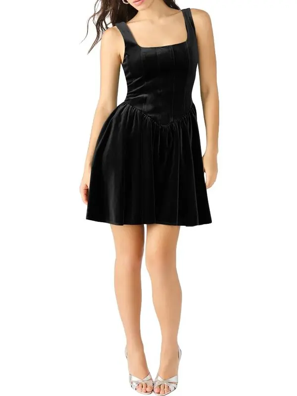 Steve Madden Ray Corset Velvet Minidress - Black