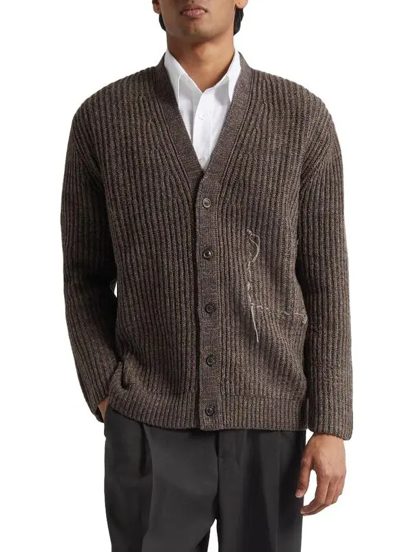 MAISON MARGIELA Virgin Wool Blend Cardigan - Brown