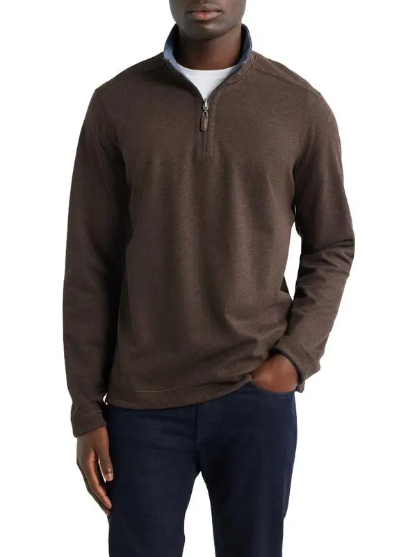 Johnston & Murphy Icon Reversible Quarter Zip - Brown/blue