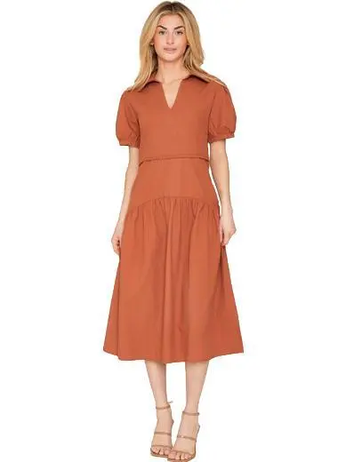 TAYLOR TILLMAN Annie Midi Dress - Auburn Brown