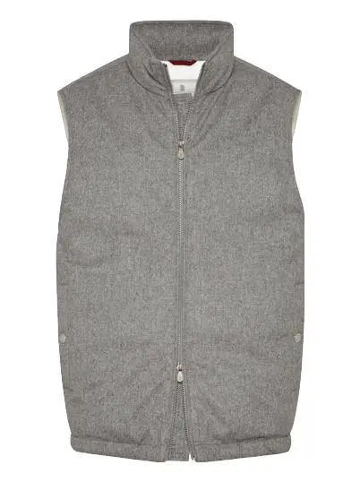 Brunello Cucinelli Bonded Wool Down Vest - Grey