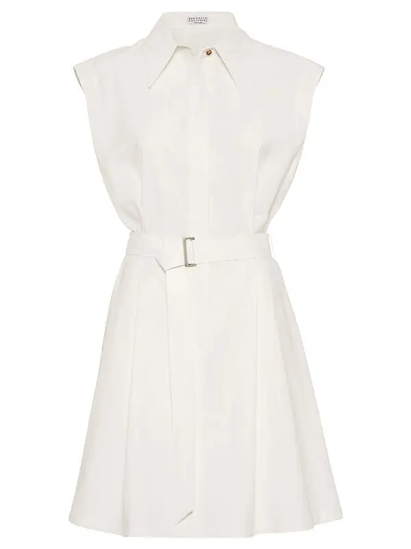 Brunello Cucinelli Mini Chemisier Dress With Monili - Panama