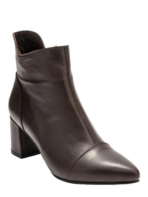 FOREVER & ALWAYS SHOES Gael Leather Block Heel Boot - Brown Leather