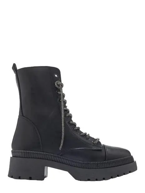 PROLOGUE SHOES Odetta Zip Up Boots - Black Faux Leather