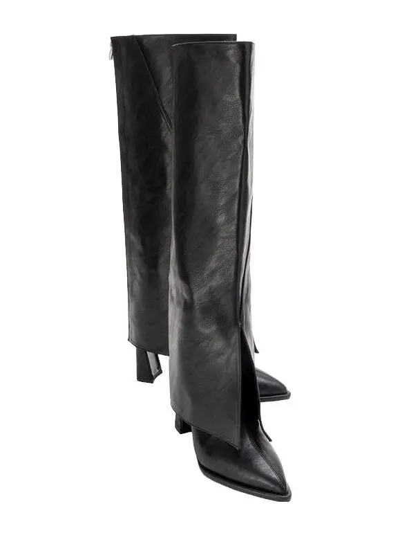 PROLOGUE SHOES Aja Convertible Knee High Boots - Oxford Faux Leather