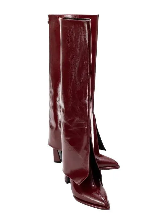 PROLOGUE SHOES Aja Convertible Knee High Boots - Red Faux Leather