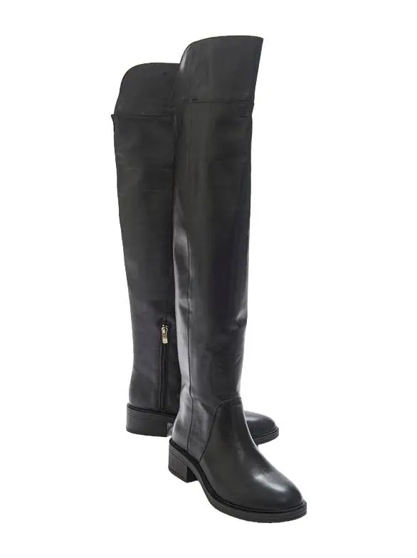 FOREVER & ALWAYS SHOES Leather Over-the-knee Boots - Black Leather