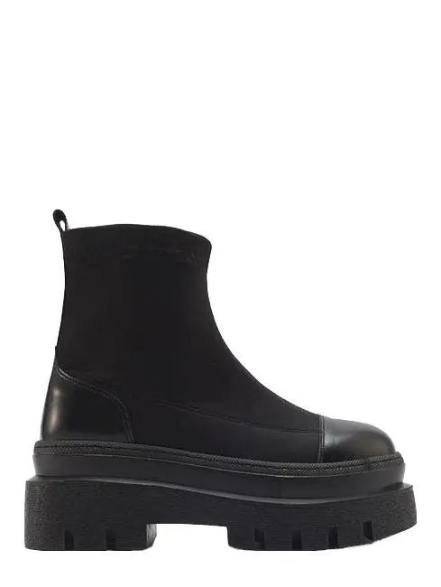 PROLOGUE SHOES Aves Chunky Scuba Boots - Black Scuba Leather