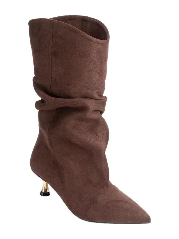 PROLOGUE SHOES Stein Pointed-toe Boots - Brown Suede Faux Leather