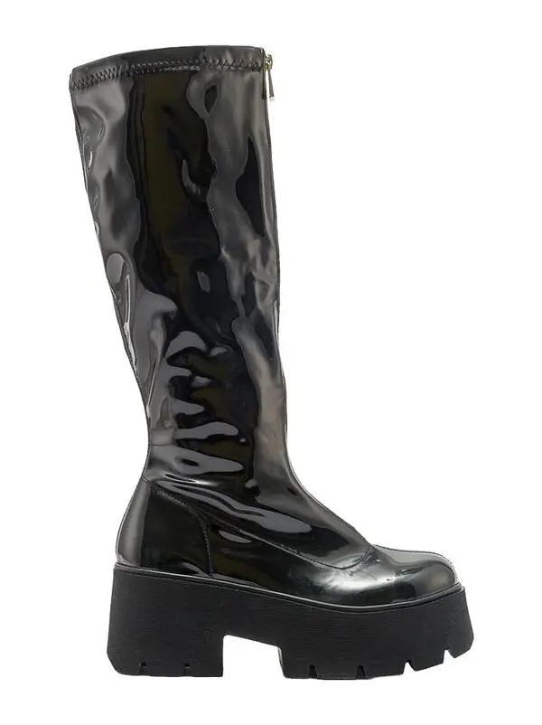 PROLOGUE SHOES Amaronte Chunky Zip-up Boots - Black Patent Faux Leather
