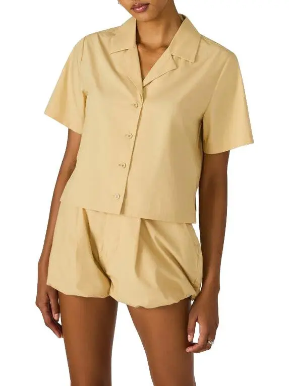 Steve Madden Sandra Woven Cotton Shirt - New Taupe