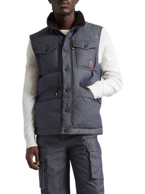 Moncler Krachan Denim Puffer Vest - Blue