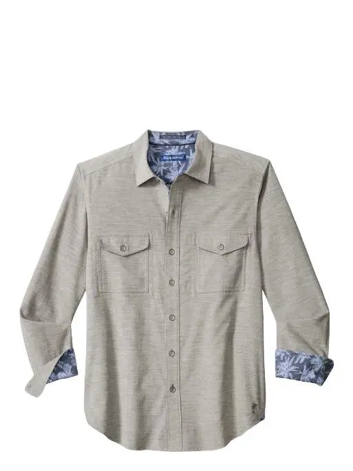 Tommy Bahama Coastline Cord Heather Bay Cotton Corduroy Button-up Shirt - Light Grey Heather