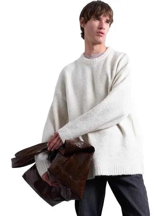 Topman Loose Fit Crewneck Sweater - Ecru