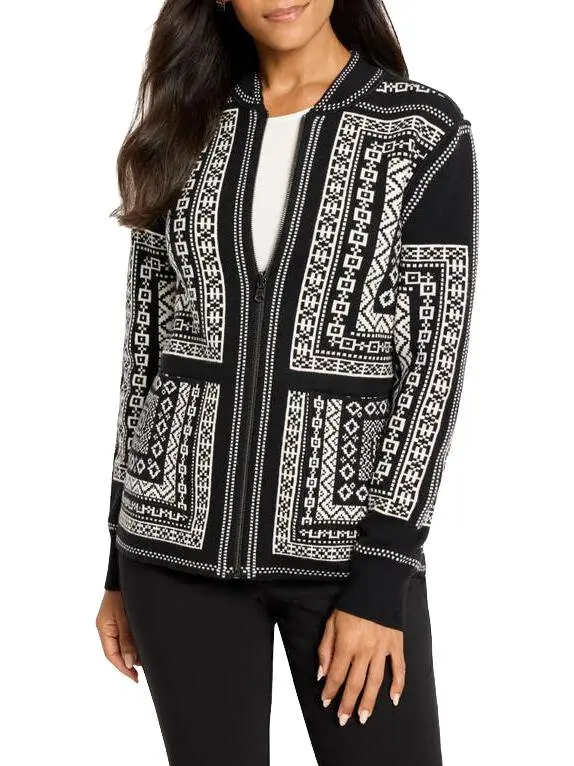 NIC+ZOE Nordic Nights Reversible Knit Jacket - Black Multi