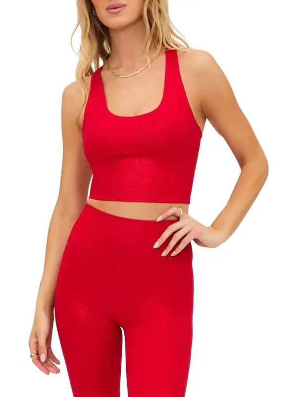 Beach Riot Yara Racerback Crop Tank - Red Shine Waffle