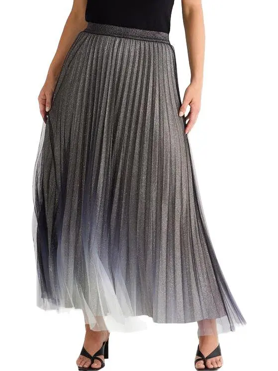 BRAVE+TRUE Pleated Ombré Maxi Skirt - Black Ombre