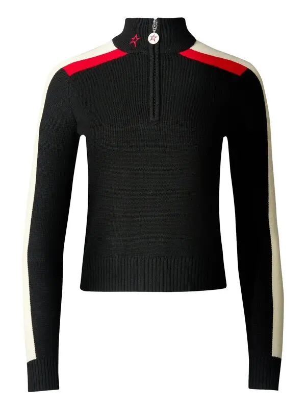 Perfect Moment La Tour Merino Wool 1/4 Zip Sweater - Black