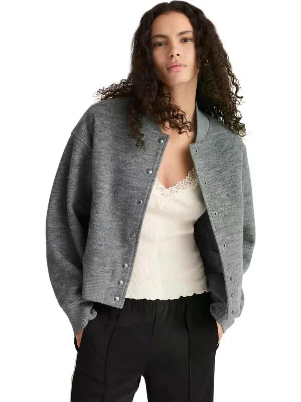 Madewell Double-faced Knit Bomber Jacket - Hthr Charcoal