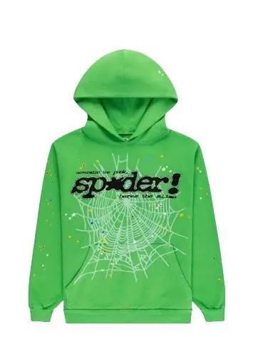 SP5DER Punk V2 Rhinestone Hoodie - Bright Green