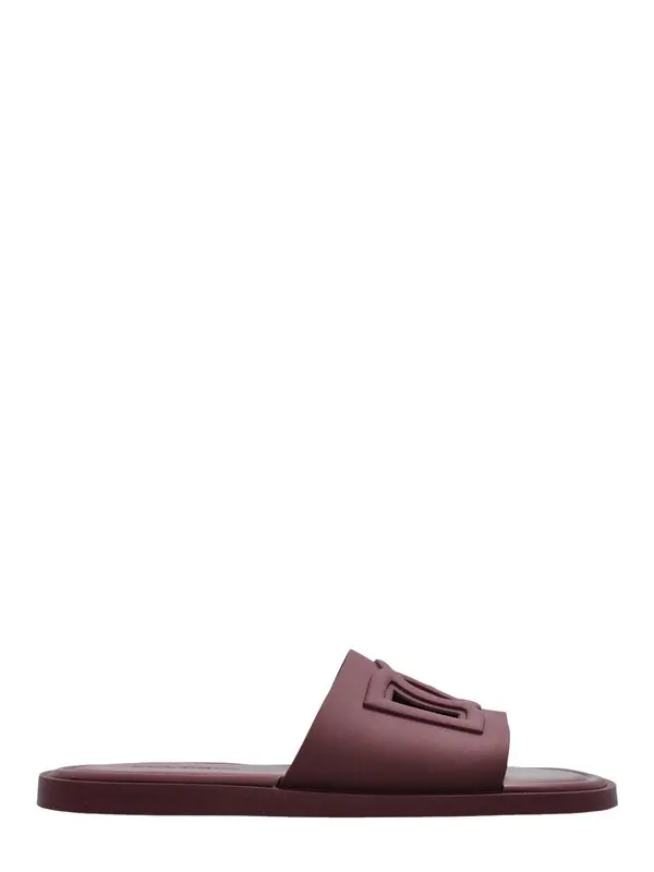 Dolce & Gabbana Logo Rubber Slides - Burgundy
