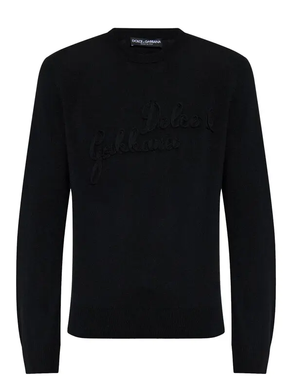 Dolce & Gabbana Sweater With Embroidered Logo - Black