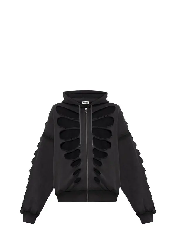 AVAVAV Cut-out Zip-up Sweatshirt - Black