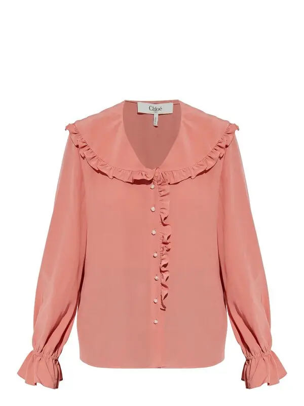 Chloé Silk Ruffle Shirt - Pink
