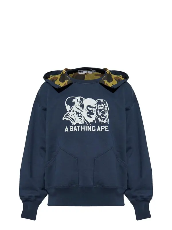 A BATHING APE® Logo Hoodie - Navy Blue