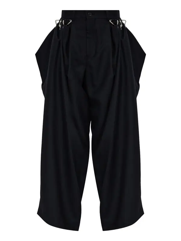 Comme Des Garçons Wide Leg Wool Trousers - Black