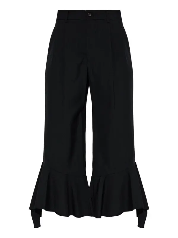 CDG BY COMME DES GARÇONS Wool Trousers With Ruffled Cuffs - Black