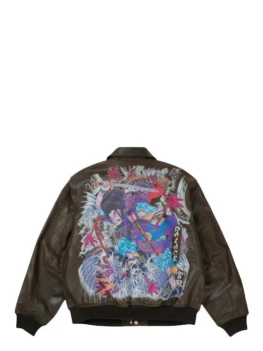 PALACE Susanoo Leather Flight Jacket - Brown