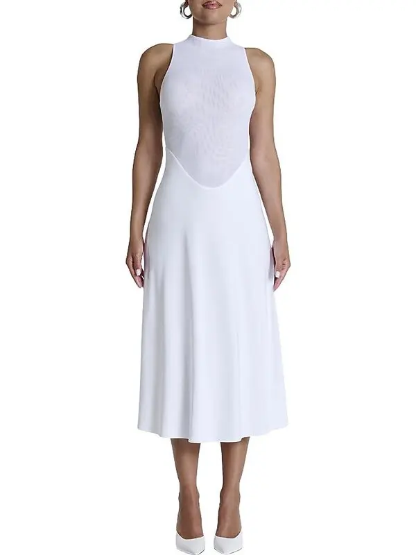 Naked Wardrobe Hourglass Mesh Sleeveless Midi Dress - White