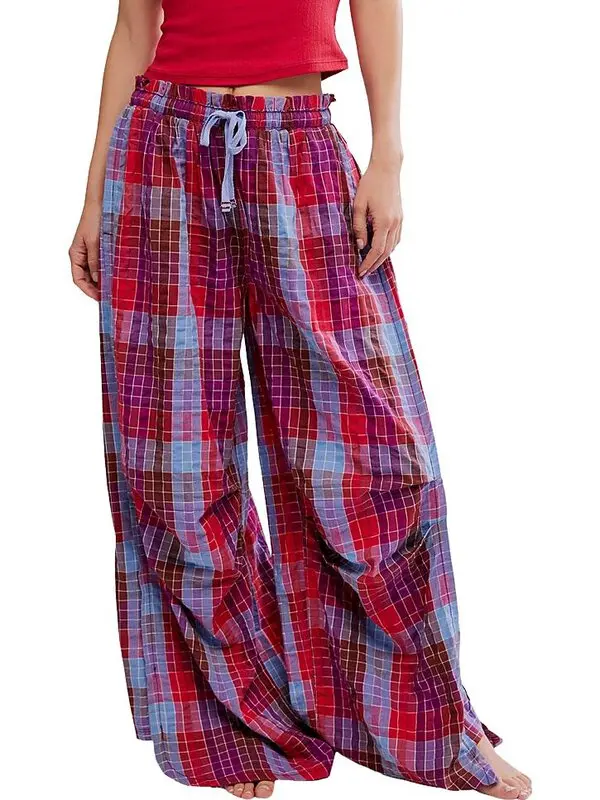 Free People Find The Time Lounge Pants - Maroon Combo