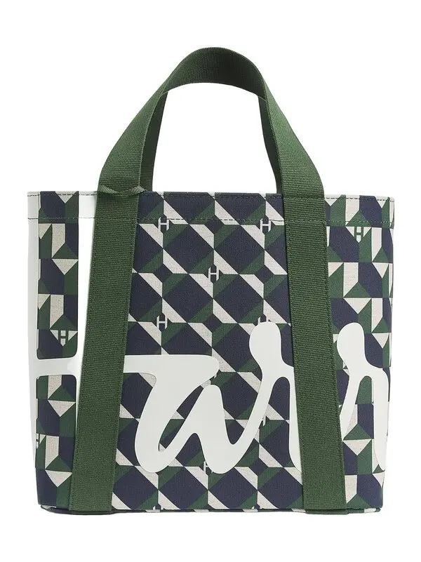 Harrods Mini Cotton Geometric Logo Tote Bag - Green