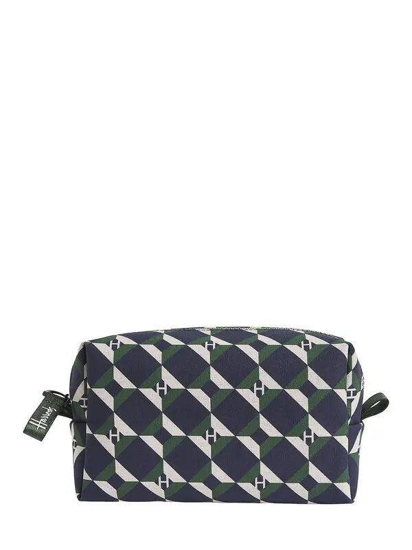 Harrods Cotton Geometric Pouch - Green