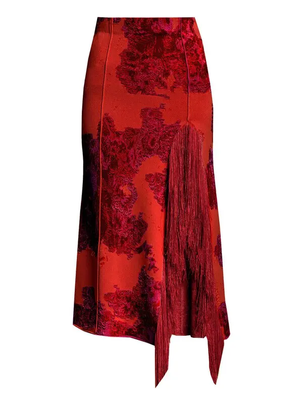 Erdem French Fray Knit Midi Skirt - Red