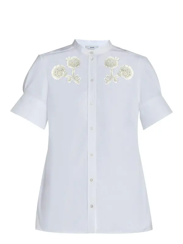 Erdem Appliquéd Organic-cotton Top - White