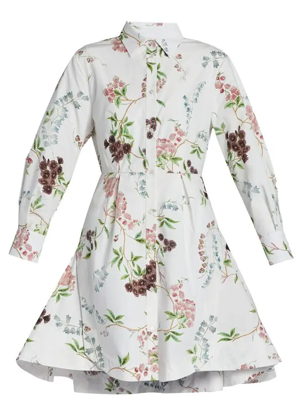 Erdem Floral Organic Cotton Mini Shirt Dress - White