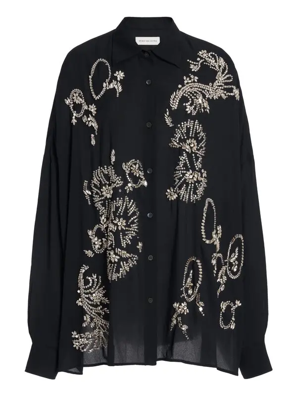Dries Van Noten Casia Embroidered Shirt - Black