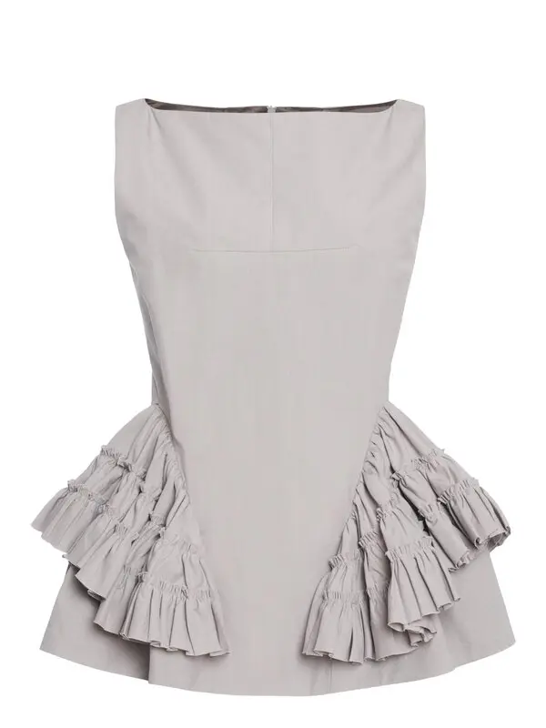 Dries Van Noten Casey Ruffled Cotton-poplin Top - Light Grey