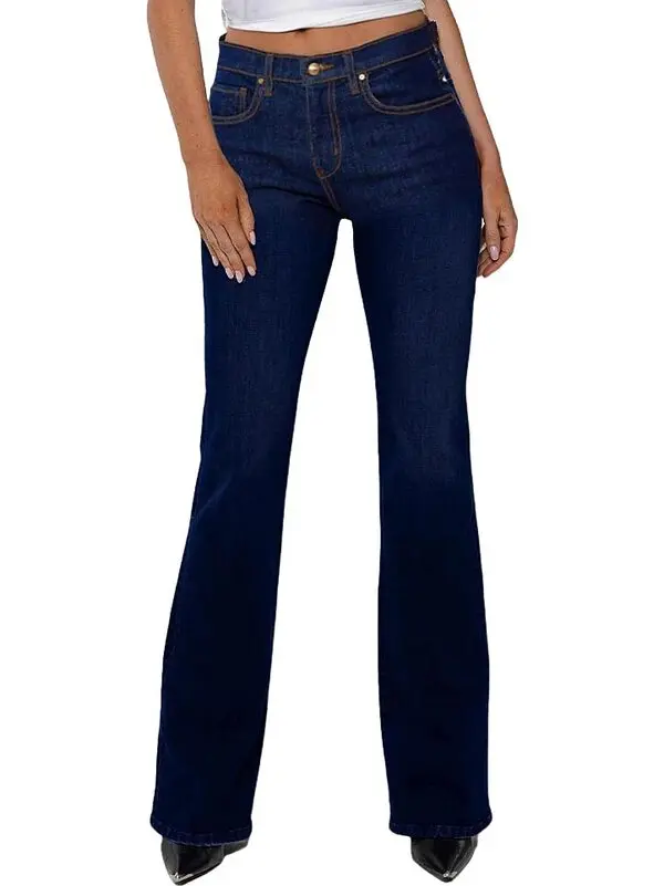 RUDES DENIM High-rise Isabella Mini Flare Jeans - Indigo